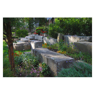 Antique Sandstone Quarry Block Retaining Walls - Transitional ...