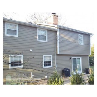 Back View with Woodstock Brown Hardie Siding, White Trim & Alside ...