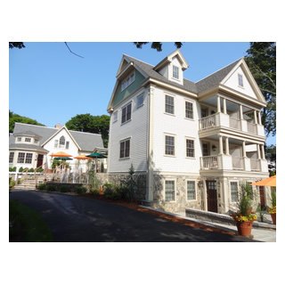 Cape Cod Inn with New England Stone Cladding, Retaining Walls, and ...