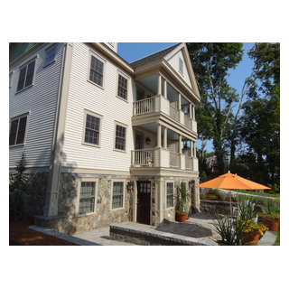 Cape Cod Inn with New England Stone Cladding, Retaining Walls, and ...