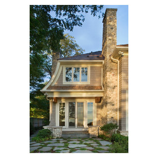 Cape Cod Stone and Shingle Style House with Sandset Bluestone Pavers ...