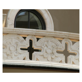 Carved Macedonia Limestone Balcony - Mediterranean - Exterior - Other ...