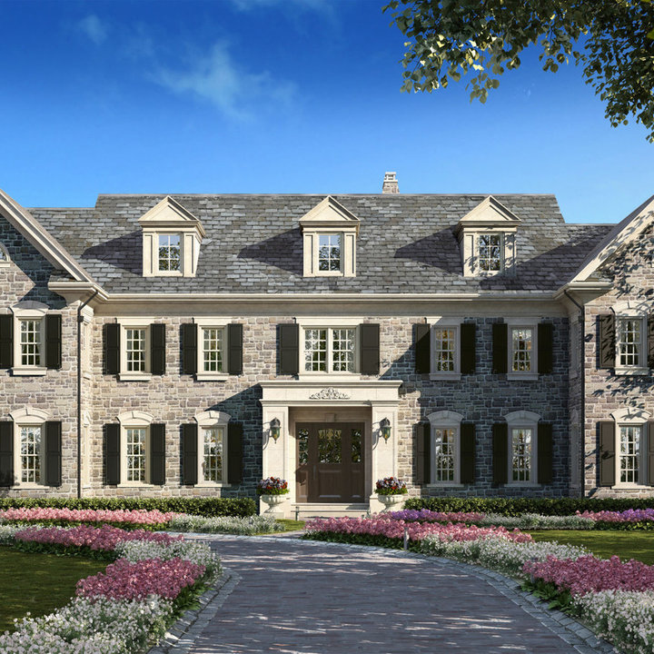 Center Hall Colonial Exterior - Photos & Ideas | Houzz