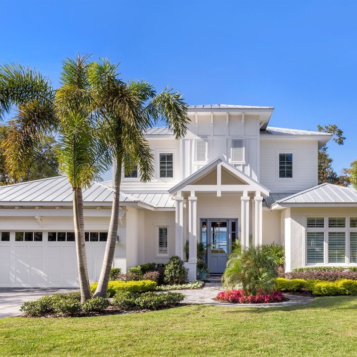 75 Coastal Exterior Home with a Clipped Gable Roof Ideas You'll Love ...