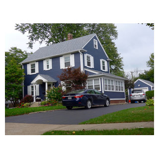 Colonial Exterior Remodel, Deep Ocean Blue Color James Hardie Siding ...