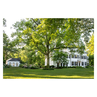 Colonial Exterior Renovation with Pool House - Traditional - House ...