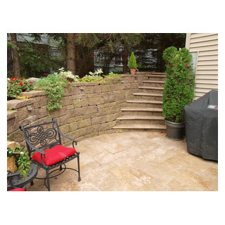 Concrete Block Raised Patio with Allan Block Retaining Walls ...