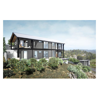 Contemporary Pre-Fab House Overlooks Pool - Moderne - Façade - Los ...