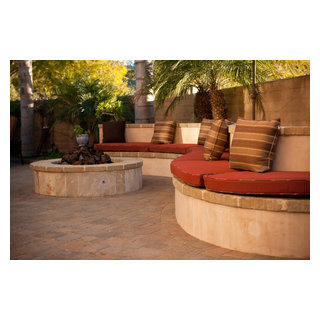curvilinear seat wall and fireplace - Modern - Exterior - San Diego ...