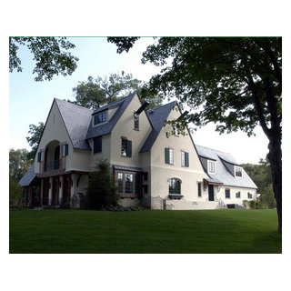 European Stone and Stucco Style Chateau with Rustic Timber Window ...