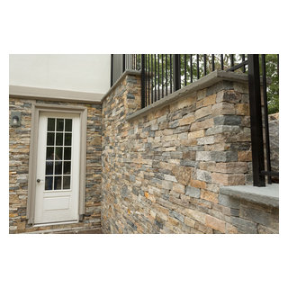 European Style Home with Natural Thin Stacked Stone Cladding - Mediterranean - House Exterior ...