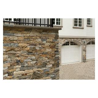 European Style Home with Natural Thin Stacked Stone Cladding - Mediterranean - Exterior - Boston ...