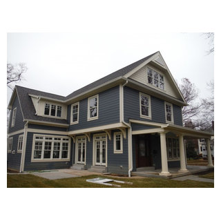 Evening Blue Lap Siding w/ Shingle Siding and Board & Batten Siding ...