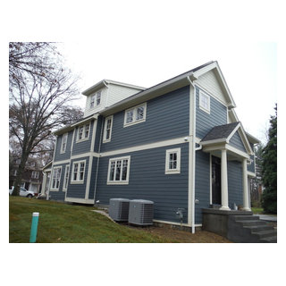 Evening Blue Lap Siding w/ Shingle Siding and Board & Batten Siding ...