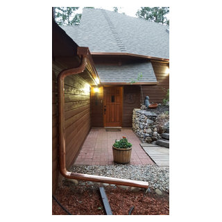Evergreen Copper Box Gutter & Copper Round Downspout - Rustic ...
