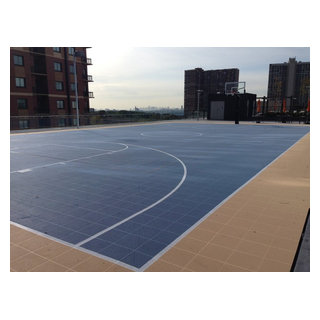 Full-Size Rooftop Basketball Court - Contemporain - Façade - New York ...
