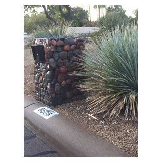 Gabion Mailbox with River Rock - Rustic - Exterior - Phoenix - by ...