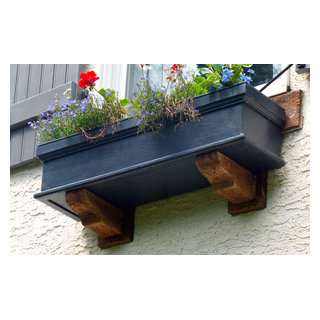 Handcrafted rustic flower box supports - Farmhouse - Exterior ...