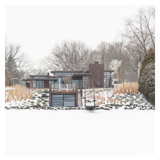 Lac La Belle - Modern Brick Lake Home with Dock and Boathouse - Modern ...