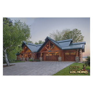 Log gable covered front entrance Lakehouse 4166AL by Golden Eagle ...