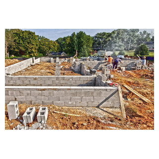 Masonry Team building a Foundation - Traditional - Exterior - Raleigh ...