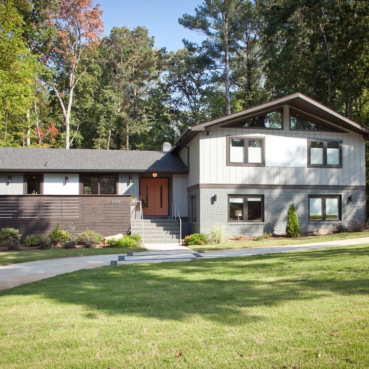 75 Mid-Century Modern Brick Exterior Home Ideas You'll Love - October ...