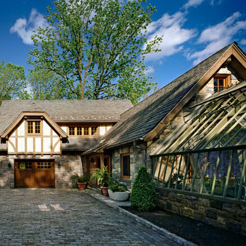 75 French Country Exterior Home with a Clipped Gable Roof Ideas You'll ...