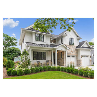Modern Farmhouse with Stone Exterior - Farmhouse - Exterior - Chicago ...
