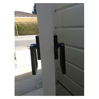 Modern Tapered Ring Gate Latch viewed from the side on the white gate ...