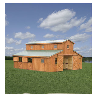 Monitor Horse Barn with Center Aisle - Farmhouse - Exterior - Other ...