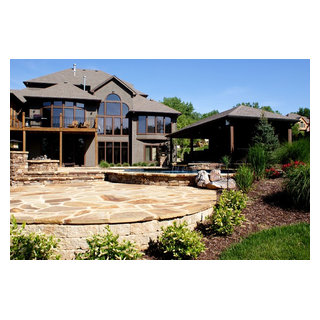 Outdoor Patio, Firepit, Overhead Stucture - Traditional - House ...