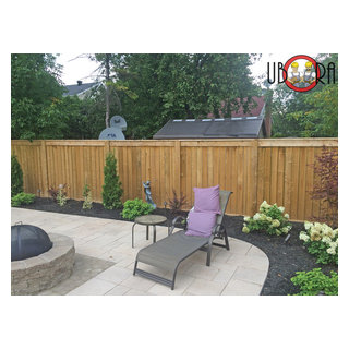Palisade Wood Fence, 6x6 Posts, Horizontal Trim Boards - Exterior ...