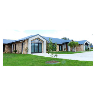 Rustic Split Sandstone Cladding - Modern Home with Country Barn ...