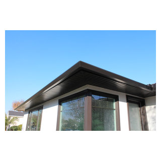 Soffits, Fascia, and Angle Face Gutters in Dark Bronze Aluminum. Long ...