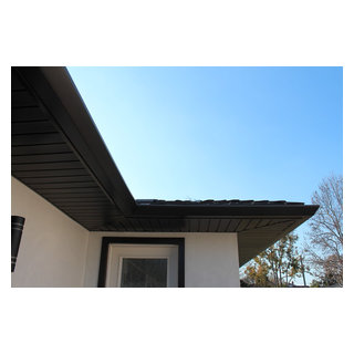 Soffits, Fascia, and Angle Face Gutters in Dark Bronze Aluminum. Long ...