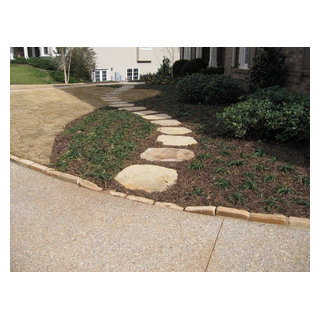 Fieldstone stepping stones meets Pea Gravel driveway and fieldstone ...