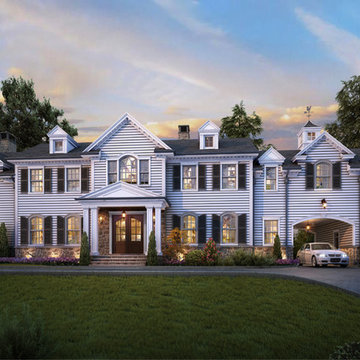 Center Hall Colonial Exterior - Photos & Ideas | Houzz