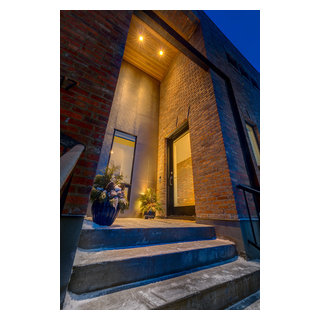 The front entry: functional and grand - Industrial - House Exterior ...