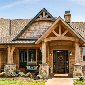 Front Entry Timber Frame Cedar Gable - Photos & Ideas | Houzz