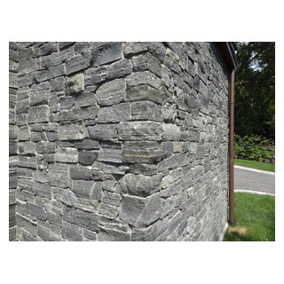 Traditional Newton Home with Greenwich Gray Stacked Stone Cladding ...