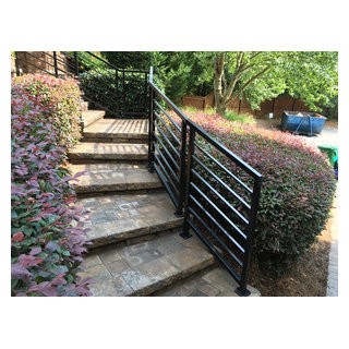Transitional Powder-Coated Steel Railing - Transitional - Exterior ...