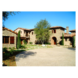 tuscan, stone, flagstone motorcourt - Mediterranean - Exterior - San ...