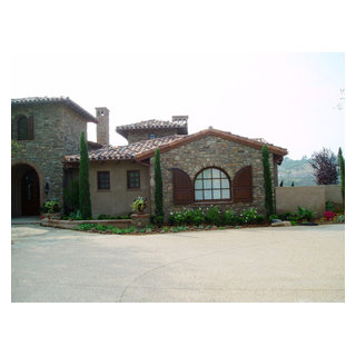 tuscan, stone, flagstone motorcourt - Mediterranean - Exterior - San ...