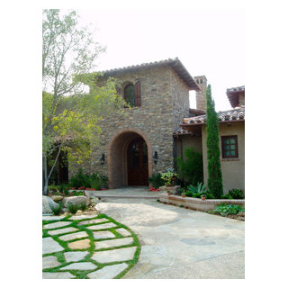 tuscan, stone, flagstone motorcourt - Mediterranean - Exterior - San ...
