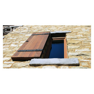 Tuscan Style Window Shutters in Reclaimed Wood & Rustic Hardware ...