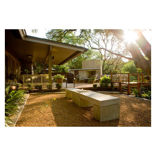 Water Feature Bench - After - Midcentury - Exterior - Austin - by ...