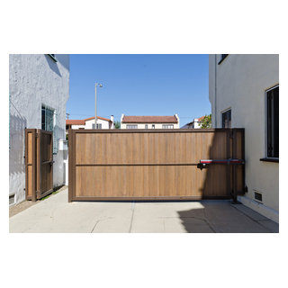 Wood gates and matching garage door - Traditional - Exterior - Los ...
