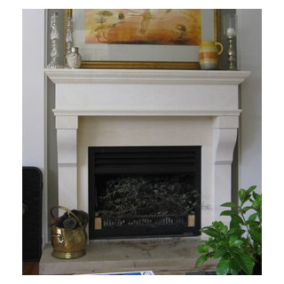 17th Century French styled fire surround, carved in Oamaru Limestone ...
