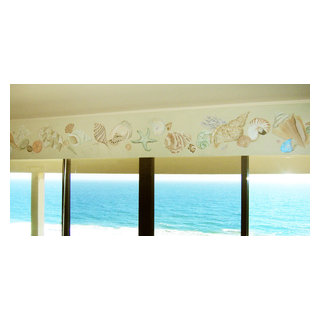 Beach House Shell Mural on Valence - Modern - Family Room ...