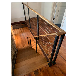 Cas - one side single steel stringer with open risers and cable railing ...